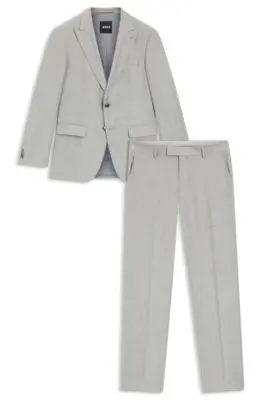 BOSS Two-piece Slim-fit Suit In A Wool Blend - Silver