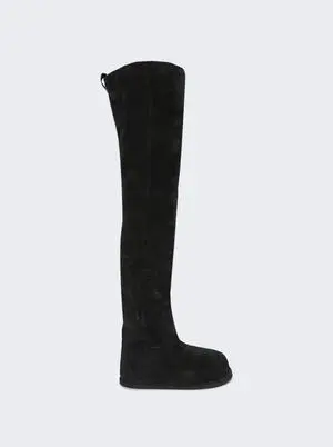Amina Muaddi Heidi Thigh High Boots - Black