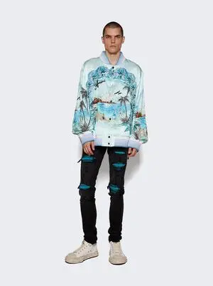 Amiri Embellished Resort Club Bomber - Blue