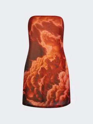 Alexander Wang Crystal Hotfix Organza Jersey Mini Dress - Multi