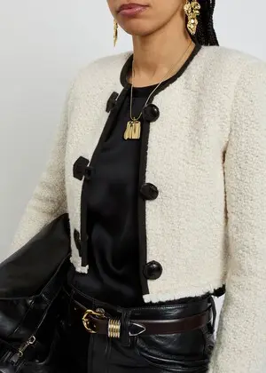 Isabel Marant Étoile Gradilia Cropped Bouclé Jacket With Faux Suede Trims - Ecru
