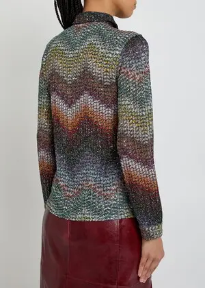 Missoni Sequin-embellished Zigzag Metallic-knit Shirt