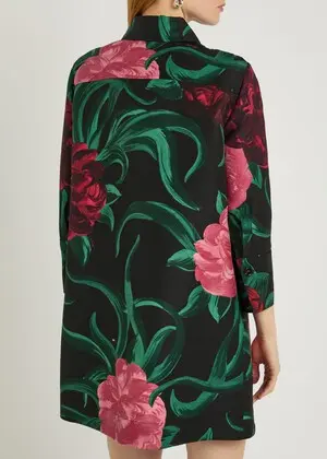 La DoubleJ Artemis Floral Intarsia Mini Shirt Dress