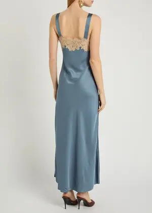 Rixo Rosamarie Lace-trim Satin Midi Slip Dress
