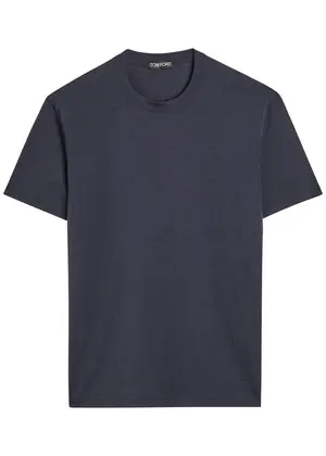 TOM FORD Logo-embroidered Jersey T-shirt - Navy