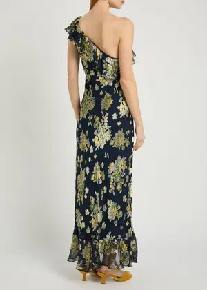 Rixo Floral One-shoulder Chiffon Midi Dress - Multicoloured