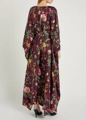 La DoubleJ Square Belted Printed Silk Kaftan Dress