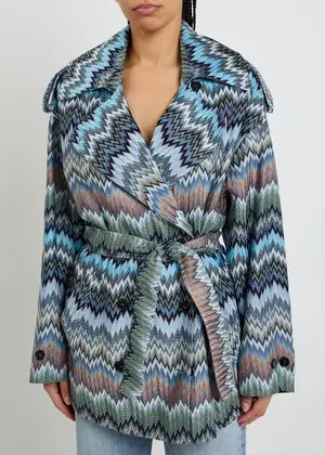 Missoni Zigzag Belted Fine-knit Trench Jacket