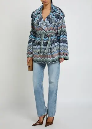 Missoni Zigzag Belted Fine-knit Trench Jacket