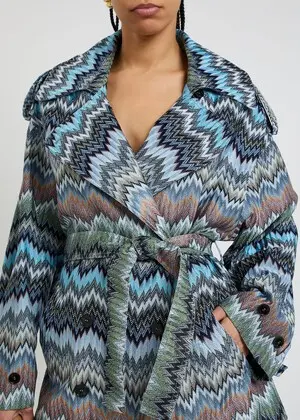 Missoni Zigzag Belted Fine-knit Trench Jacket