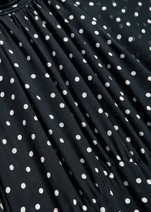 Rixo Paige Polka Dot Silk Midi Dress - Navy