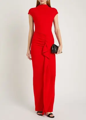 Tove Beth Ruffled Crepe Maxi Dress