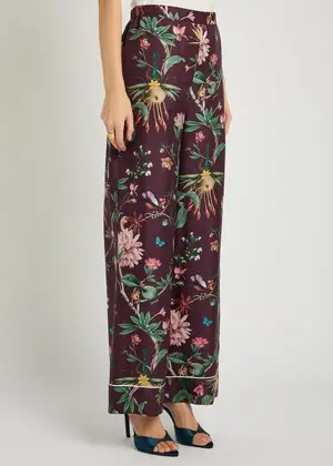 La DoubleJ Zooflora Printed Silk-twill Trousers - Multicoloured