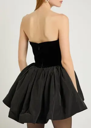 Ronny Kobo Atlas Strapless Velvet Mini Dress