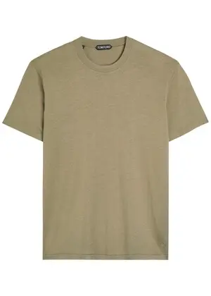 TOM FORD Logo-embroidered Jersey T-shirt - Green