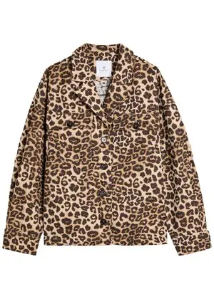 ANINE BING Flynn Print Cotton-blend Jacket - Leopard