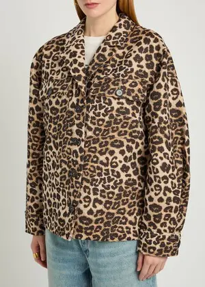 ANINE BING Flynn Print Cotton-blend Jacket - Leopard