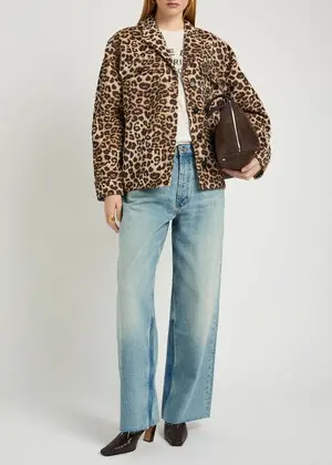 ANINE BING Flynn Print Cotton-blend Jacket - Leopard