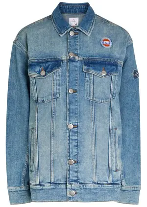 Embroidered Logo Denim Jackets for Women
