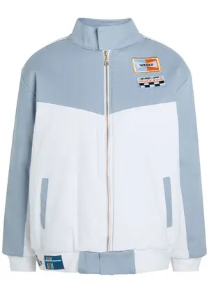 AN-Y1 Appliquéd Padded Cotton Bomber Jacket - Blue And White