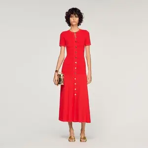 Sandro Knit Maxi Dress - Red