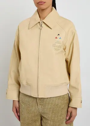 AN-Y1 Logo-appliquéd Leather Bomber Jacket