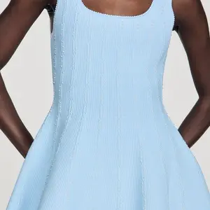 Sandro Beaded Knit Mini Dress - Sky Blue