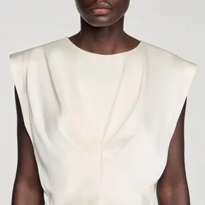 Sandro Plain Satin-effect Crop Top