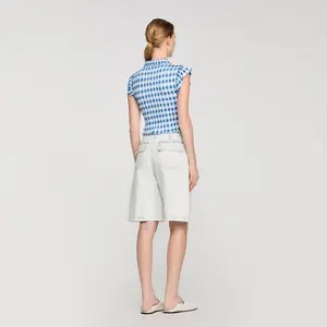 Sandro Gingham Smocked Shirt