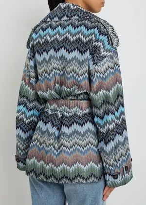 Missoni Zigzag Belted Fine-knit Trench Jacket - Multicoloured