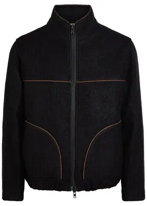 Oliver Peoples Bembridge Pipe-trimmed Cotton And Wool-blend Jacket - Black