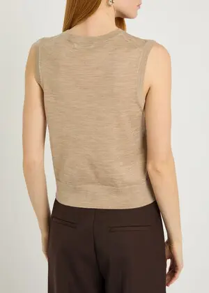 ANINE BING Moni Wool And Cashmere-blend Tank - Taupe