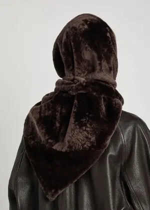 Nour Hammour Shearling Head Scarf - Brown
