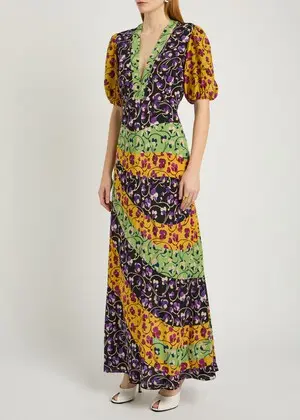 La DoubleJ Marlene Floral-print Silk Maxi Dress - Yellow