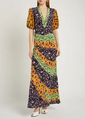 La DoubleJ Marlene Floral-print Silk Maxi Dress - Yellow