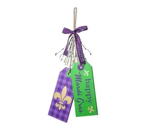 GLITZHOME 25.5'h Happy Mardi Gras Day Bookmark Oor Hanger - One-color