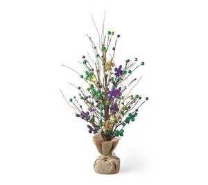 GLITZHOME 21'h Lighted Mardi Gras Fleur-de-lis Able Tree - One-color