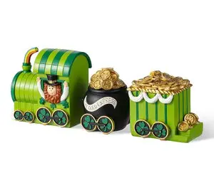 GLITZHOME S/3 St.patrick's Resin Leprechaun Tra In Table Decor - One-color