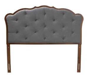 BAXTON STUDIO Leandra Grey And Walnut Brown Que En Headboard