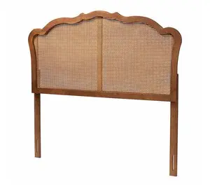 BAXTON STUDIO Leandra Ash Walnut Rattan Queen W Ood Headboard - One-color