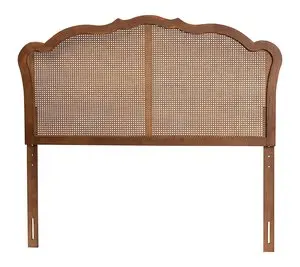 BAXTON STUDIO Leandra Ash Walnut Rattan Queen W Ood Headboard