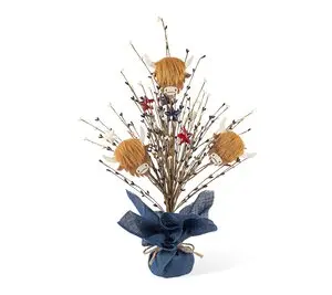 GLITZHOME 21'h Patriotic Americana Highland Cow Table Tree - One-color