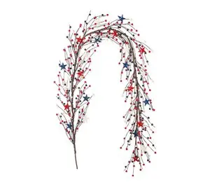 GLITZHOME 72l Patriotic Americana Stars& Berr Y Garland - One-color