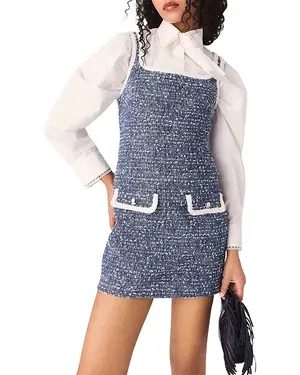 Maje Ritalba Tweed Mini Dress - Blue