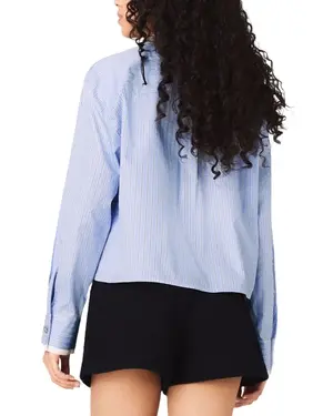 Maje Striped Shirt With Embellished Removable Collar - Blue Sky