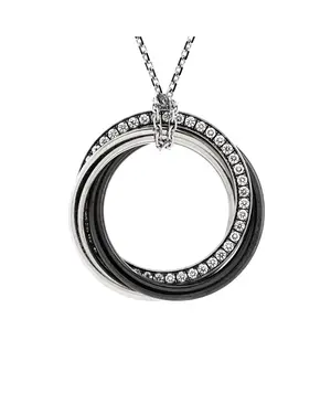 CARTIER Small Trinity Pendant Necklace 18k Gold With Diamonds And Ceramic - White
