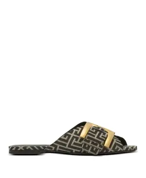 Balmain Flat Monogram Jacquard Anthem Sandals