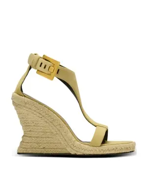 Balmain Suede Anthem Wedge Espadrilles - Beige