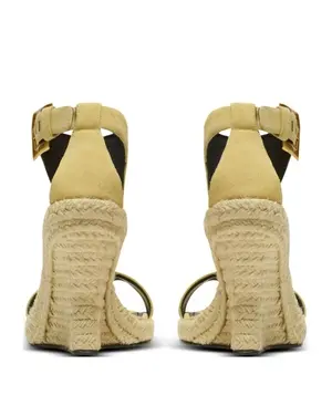 Balmain Suede Anthem Wedge Espadrilles - Beige