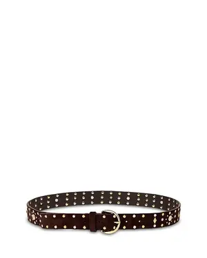 Sandro Rivet Leather Belt - Brown